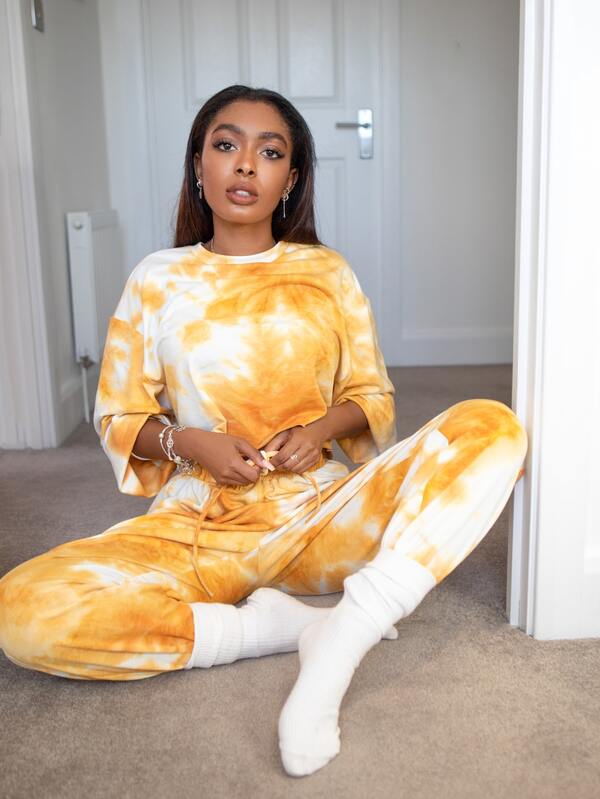 SHEIN EZwear Tie Dye Pullover & Joggers Set | SHEIN USA