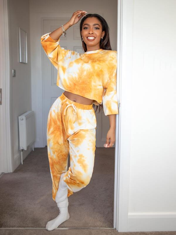 SHEIN EZwear Tie Dye Pullover & Joggers Set | SHEIN USA
