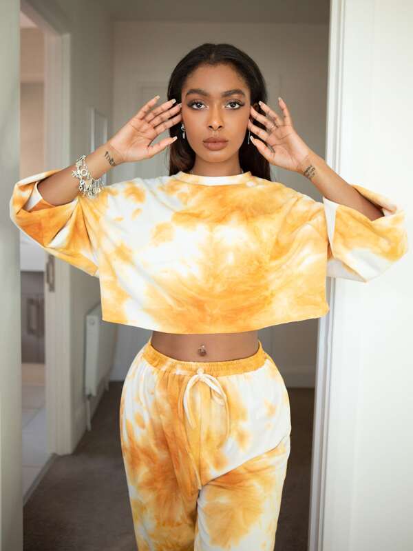 SHEIN EZwear Tie Dye Pullover & Joggers Set | SHEIN USA