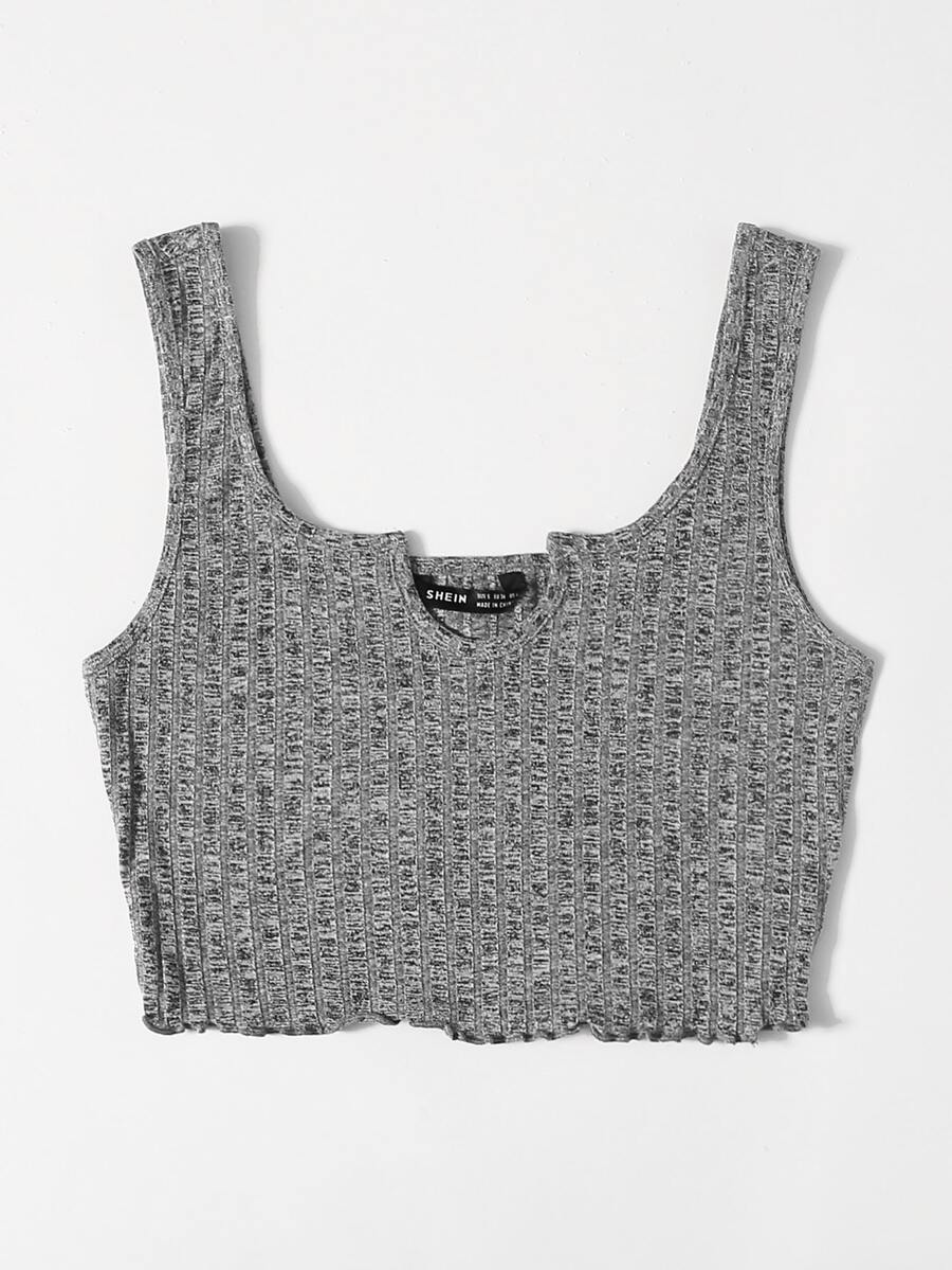 Shein Ezwear Notched Neck Rib Knit Crop Tank Top Shein Eur