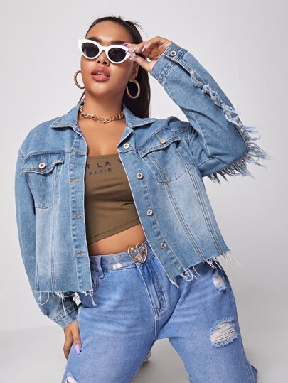 Plus Size Denim Jackets | Fashion Plus Size Denim Jackets | SHEIN USA