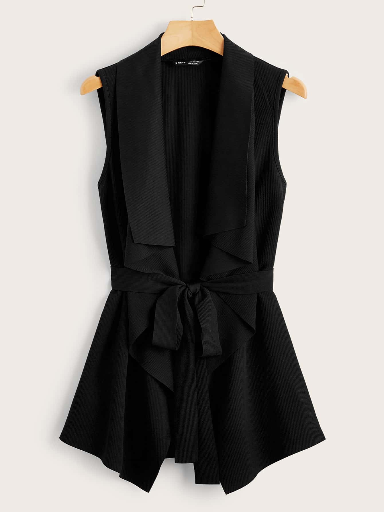 SHEIN Clasi Draped Collar Self Belted Vest In Fall/Winter | SHEIN USA