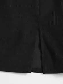 Split Hem Cord Skirt | ROMWE USA