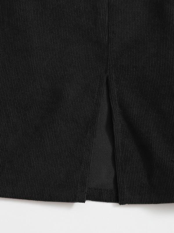 Is That The New Split Hem Cord Skirt ??| ROMWE USA