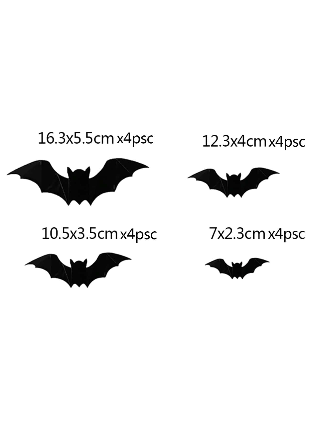 16pcs/set 3D Bat Wall Sticker, Black Adhesive Bat Sticker For Home ...