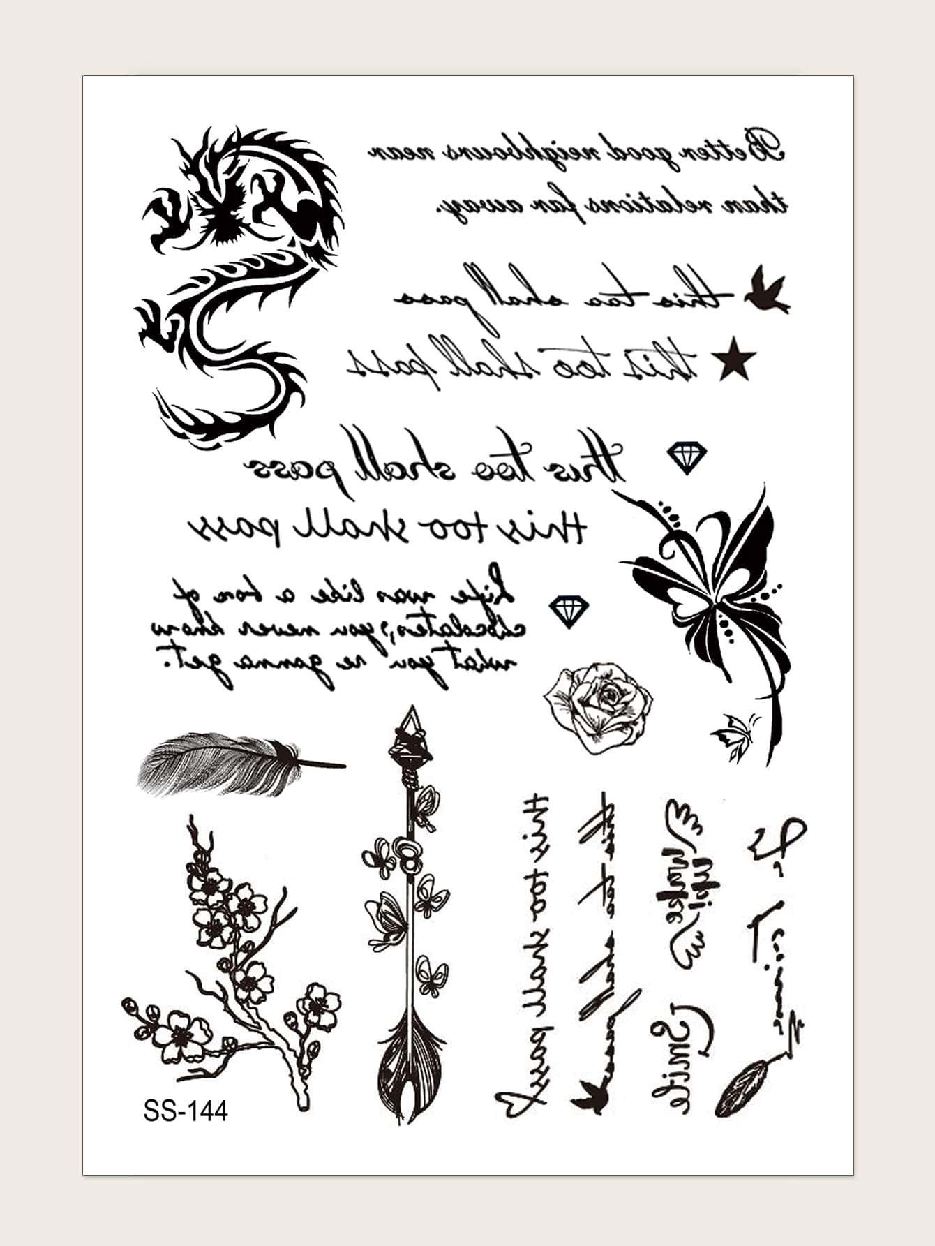 Tattoo Sticker,1 Sheet Slogan Graphic Temporary Tattoos For Women ...