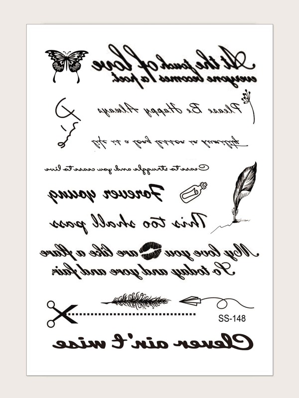 Tattoo Sticker,1 Sheet Slogan Graphic Temporary Tattoos For Women ...
