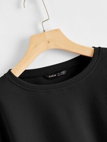 SHEIN EZwear Solid Drop Shoulder Crop Top | SHEIN USA