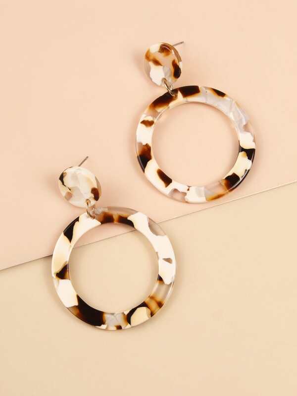 Acrylic Tortoiseshell Hoop Drop Earrings | SHEIN USA