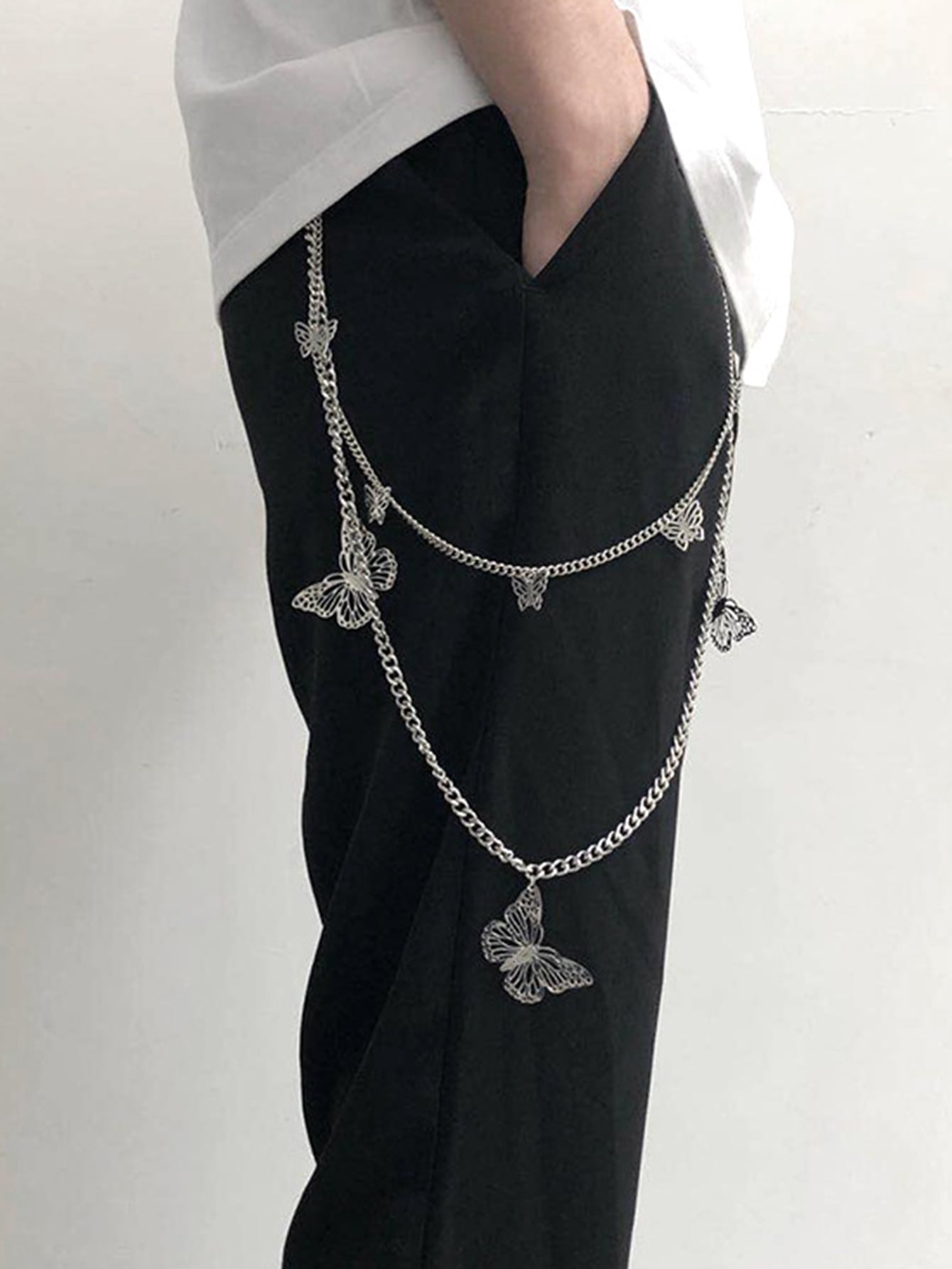Men Butterfly Charm Pant Chain