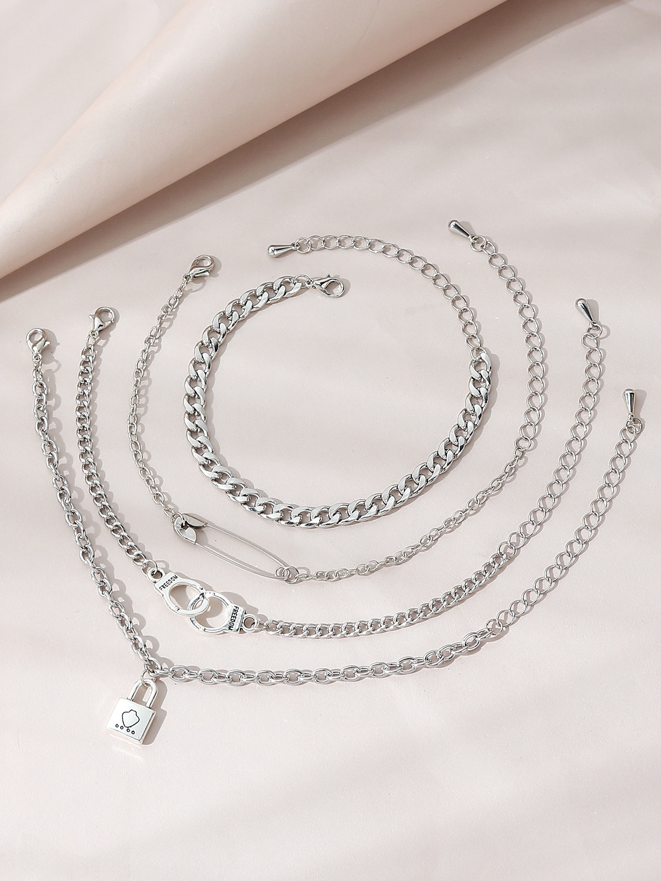 4pcs Lock Charm Bracelet