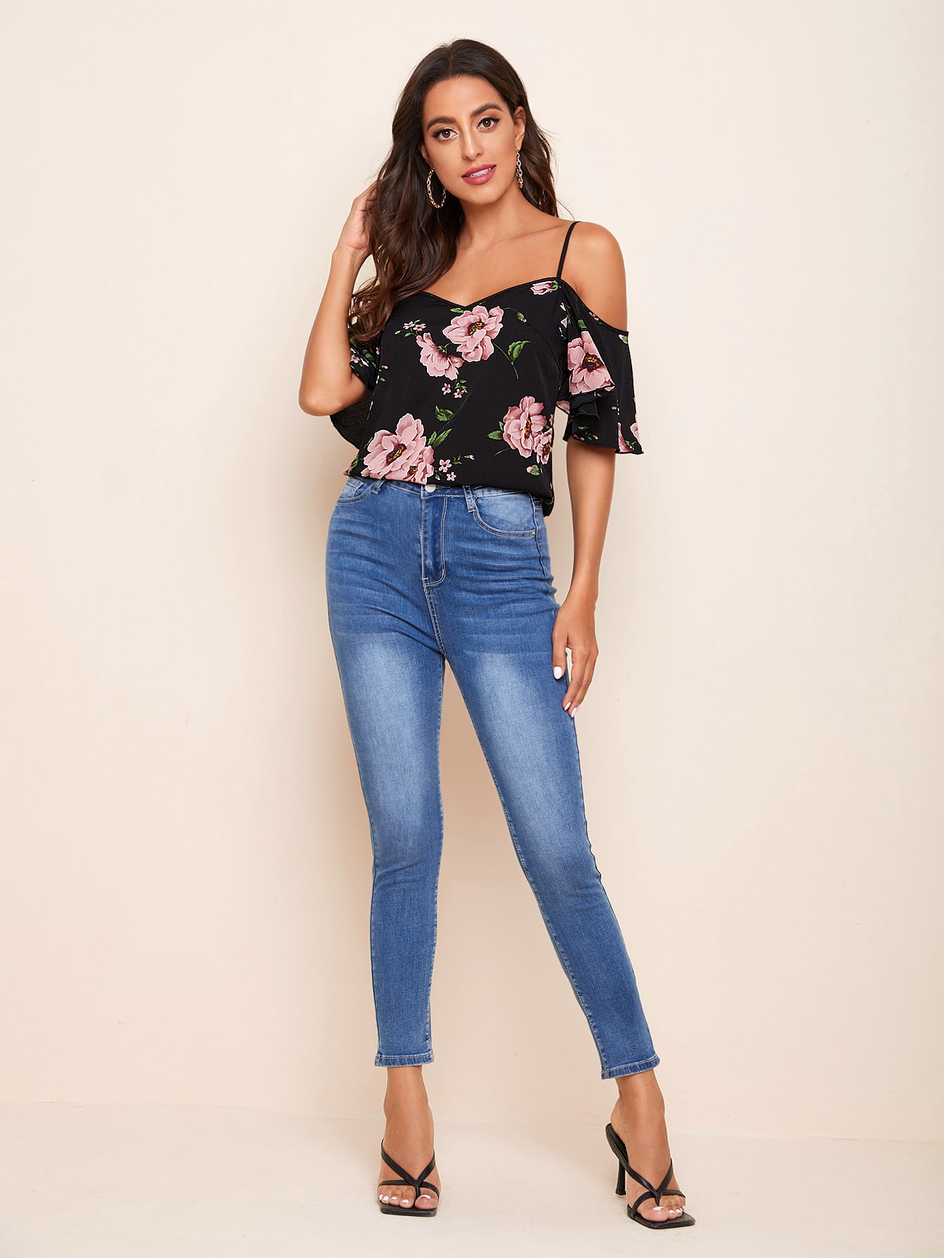 SHEIN Cold Shoulder Floral Print Top | SHEIN USA