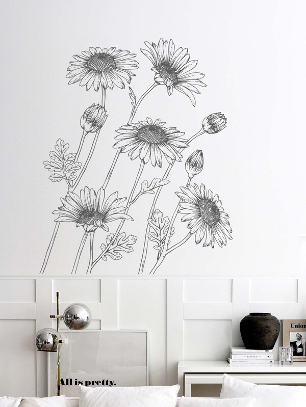 Sunflower Print Wall Sticker | SHEIN USA