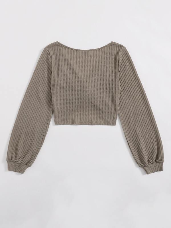 SHEIN EZwear Ribbed Twist-Front Crop Top | SHEIN USA