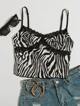 SHEIN Zebra Striped Lace Cami Top | SHEIN USA