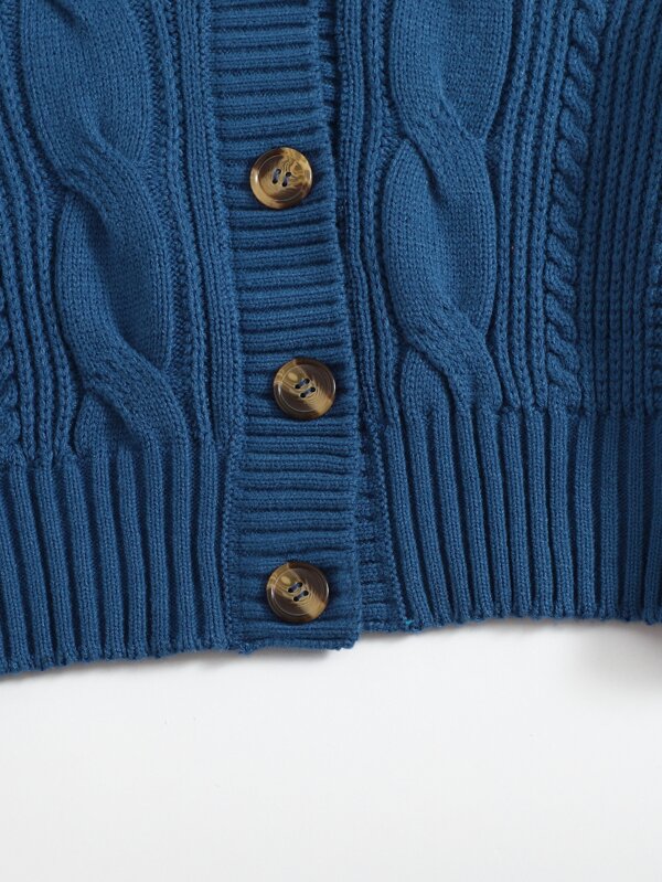 Shein Ezwear Button Front Cable Knit Cardigan Shein Usa