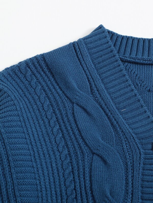 Shein Ezwear Button Front Cable Knit Cardigan Shein Usa