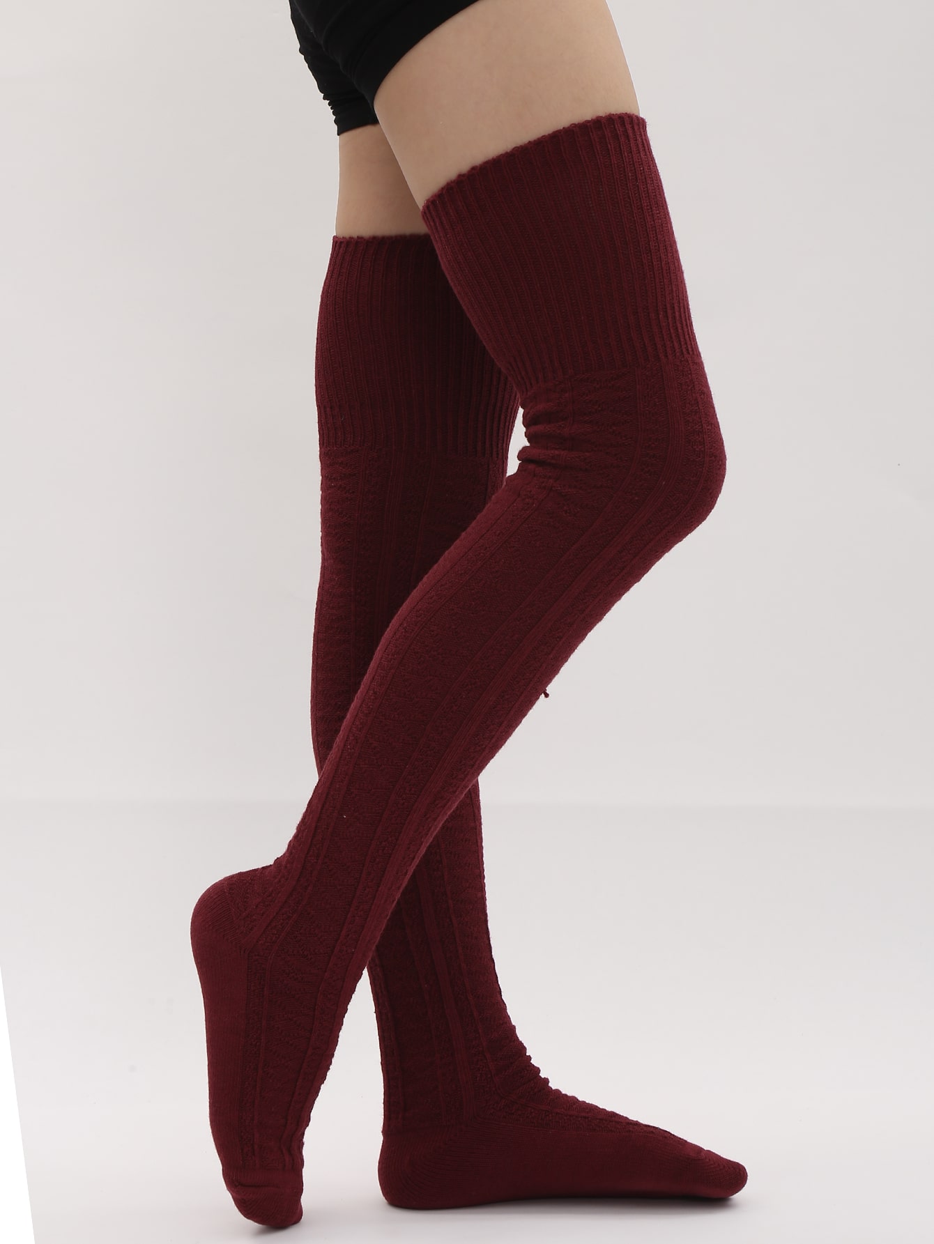 Plain Ribbed Knee Socks