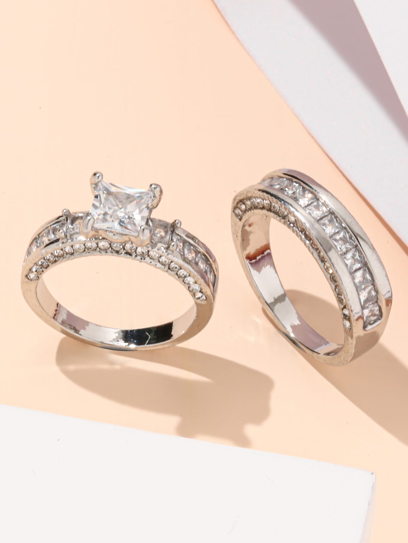 2pcs Rhinestone Decor Ring