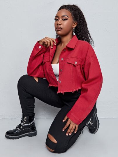 Plus Size Denim Jackets | Fashion Plus Size Denim Jackets | SHEIN USA