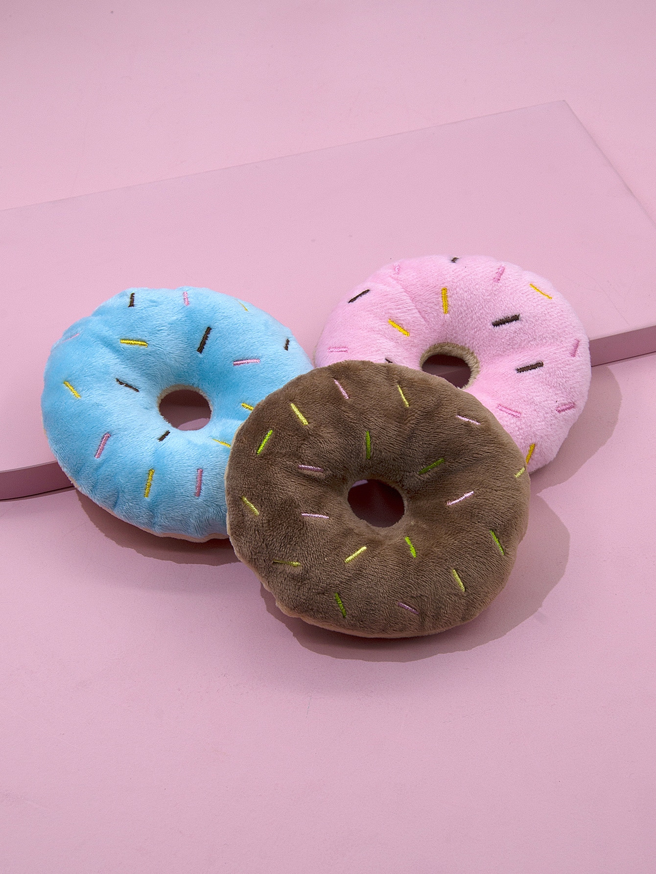 1pc Plush Doughnut Squeaky Dog Toy