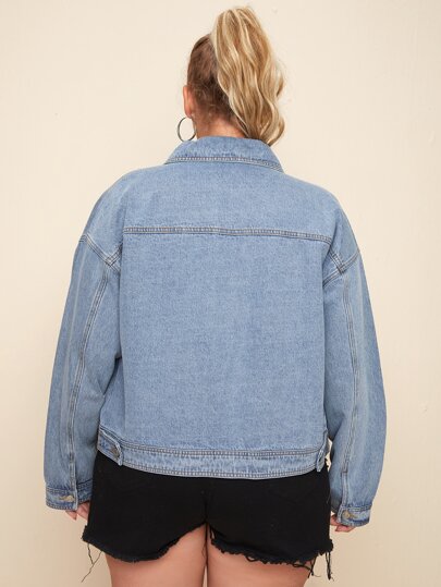 Plus Size Denim Jackets | Fashion Plus Size Denim Jackets | SHEIN USA