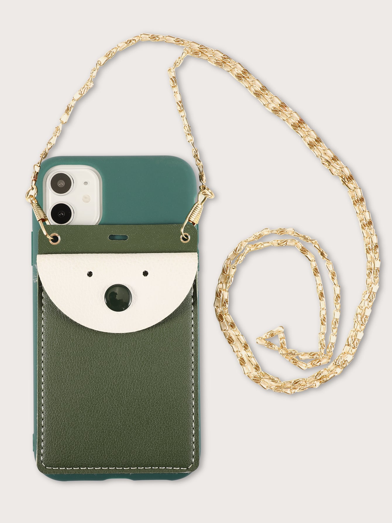 1pc Chain Detail Wallet iPhone Case