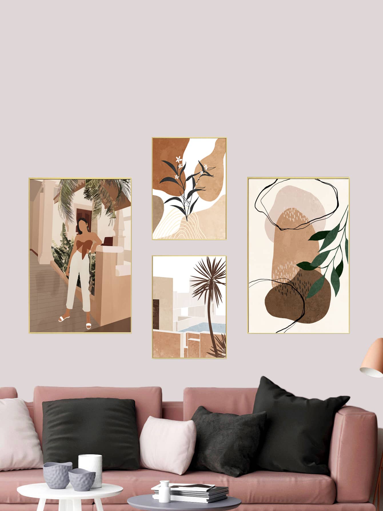 4pcs Abstract Pattern Wall Painting Without Frame
