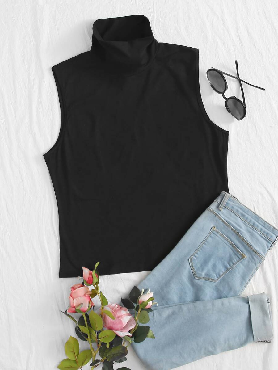 Calvaya Plus High Neck Solid Tank Top | SHEIN USA