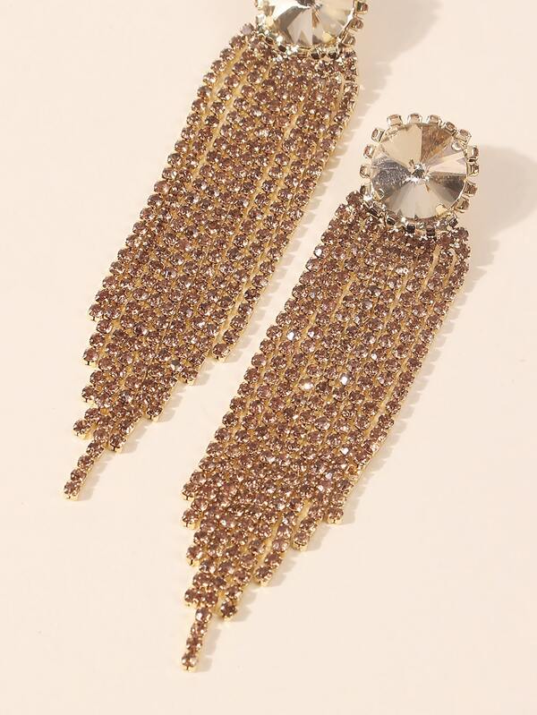 SHEIN SXY Rhinestone Tassel Decor Drop Earrings | SHEIN UK