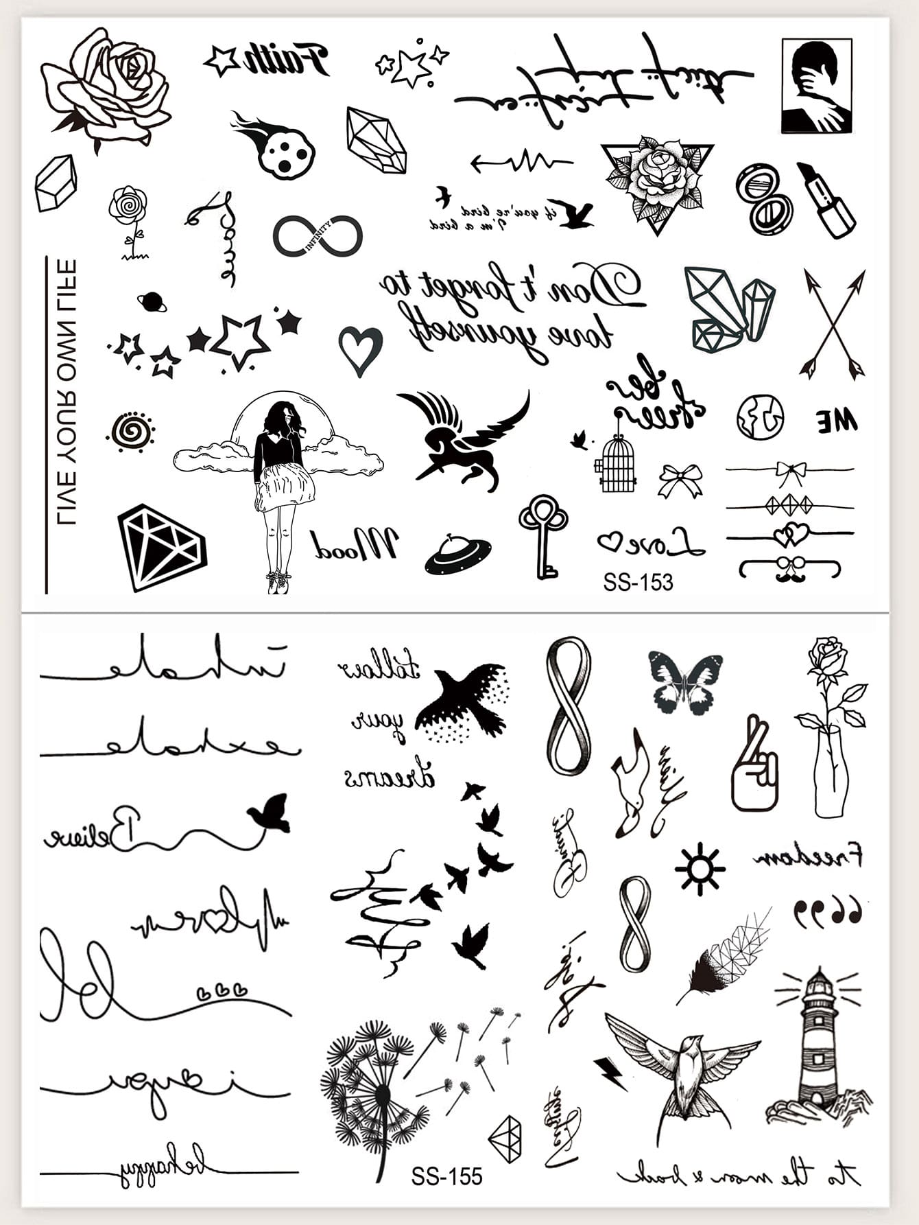 Tattoo Sticker Kits,2 Sheets Graphic Temporary Tattoos For Women,Mix ...