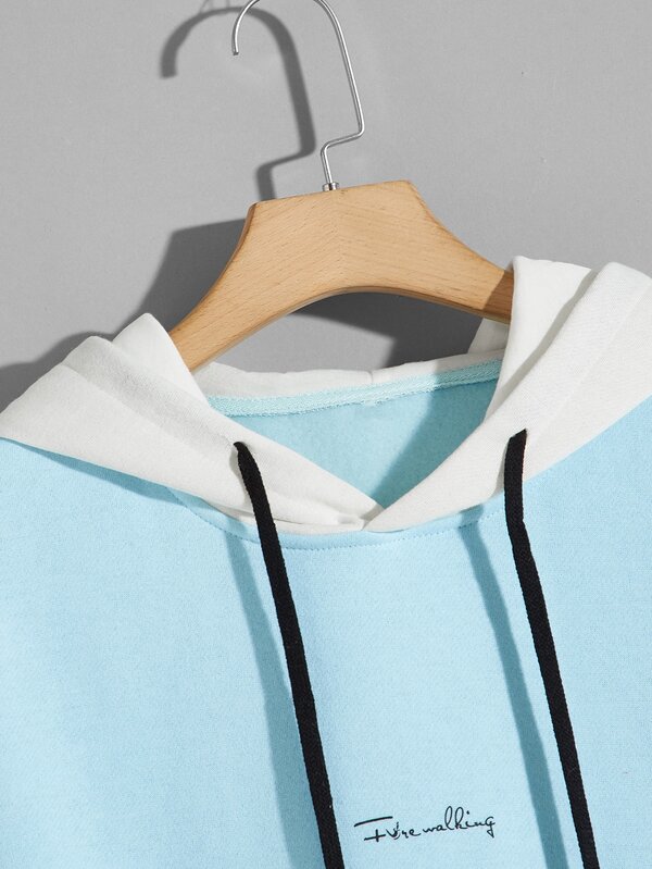 Manfinity Hypemode Men Colorblock Letter Graphic Kangaroo Pocket ...