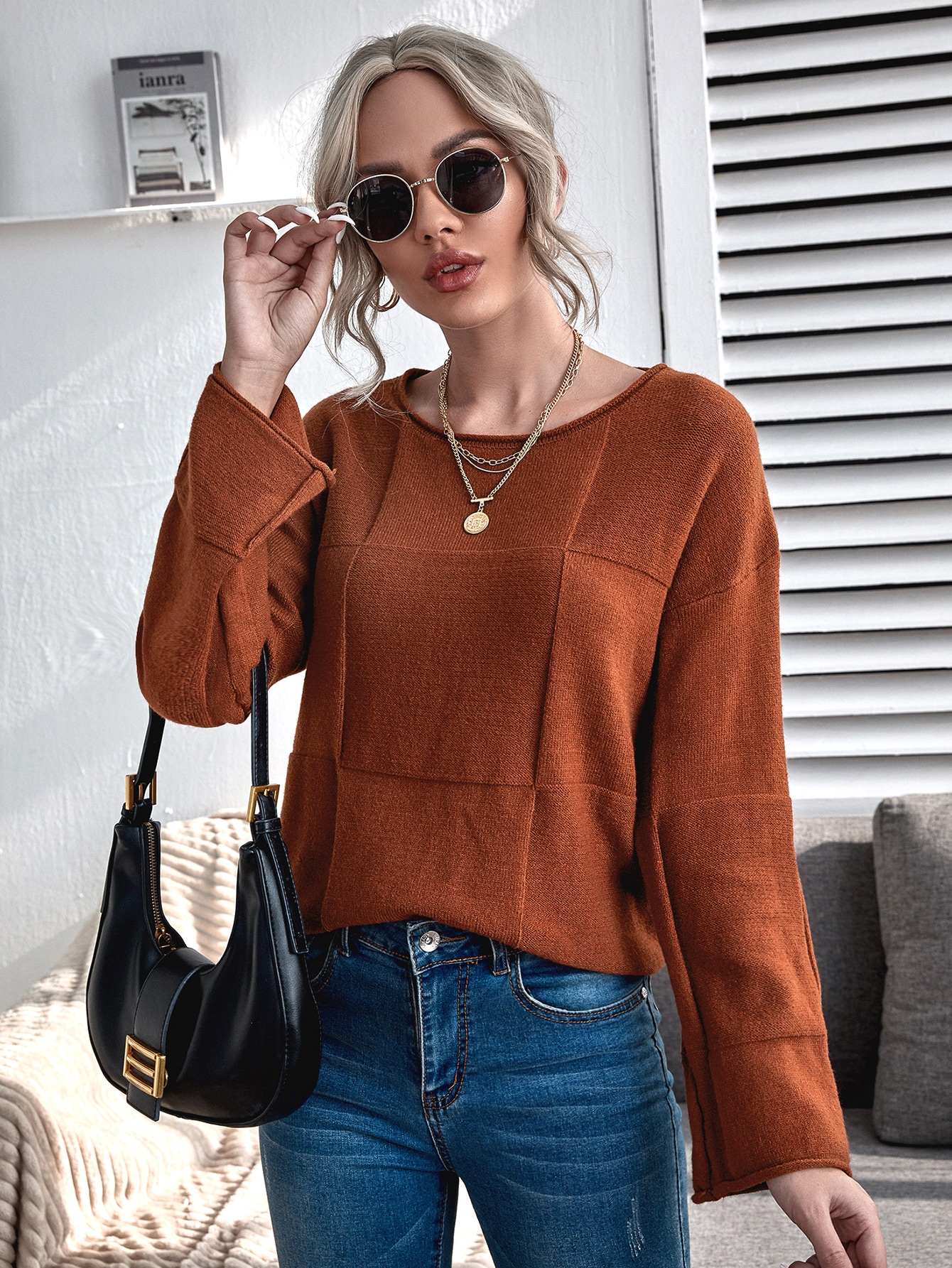 Solid Drop Shoulder Sweater