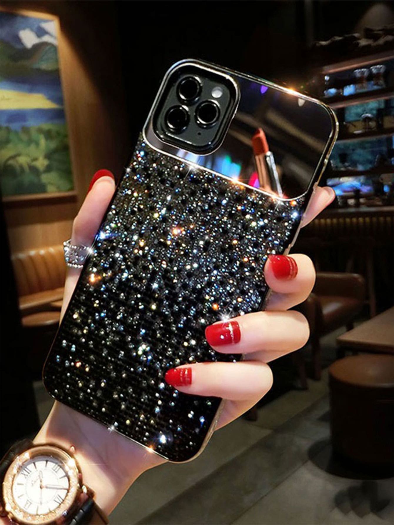 Ombre Rhinestone Decor iPhone Case