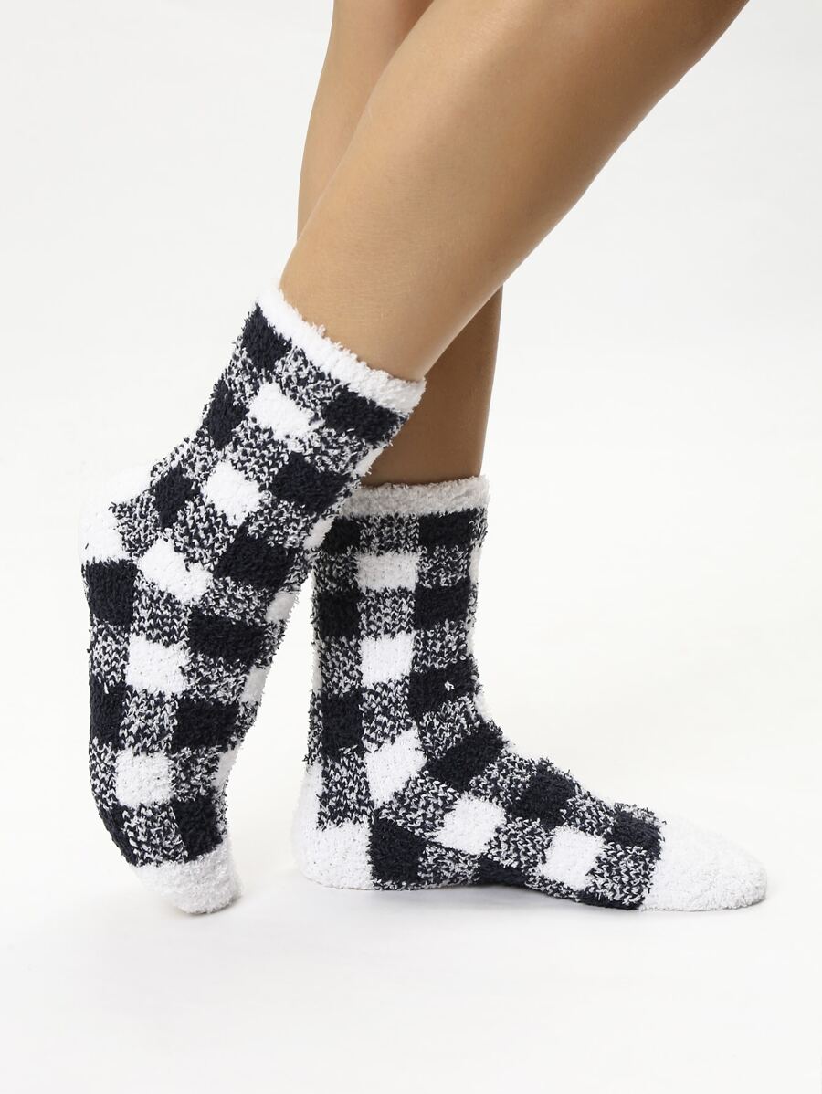 Plaid Fuzzy Socks | SHEIN USA