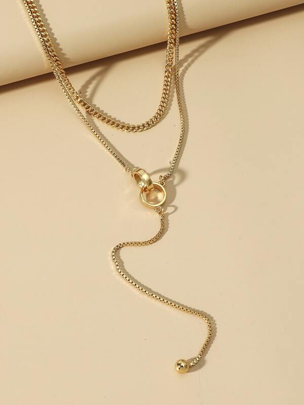 Ring Decor Layered Y Lariat Necklace | SHEIN