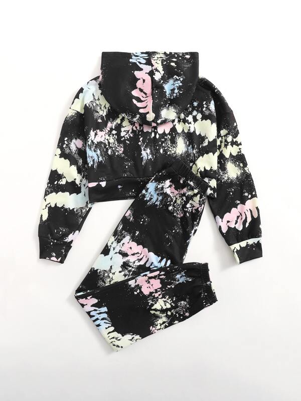 SHEIN Kids HYPEME Girls Tie Dye Hoodie and Drawstring Waist Pants Set ...