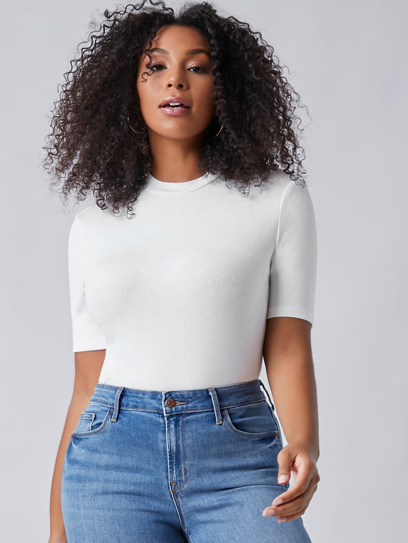 Plus Solid Fitted Tee