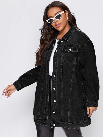 Plus Size Denim Jackets | Fashion Plus Size Denim Jackets | SHEIN USA
