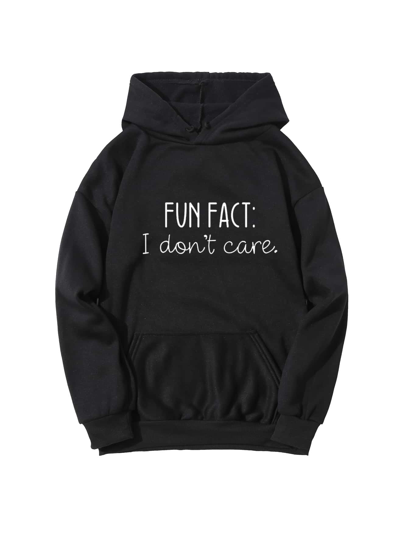 Slogan Graphic Thermal Lined Drawstring Hoodie