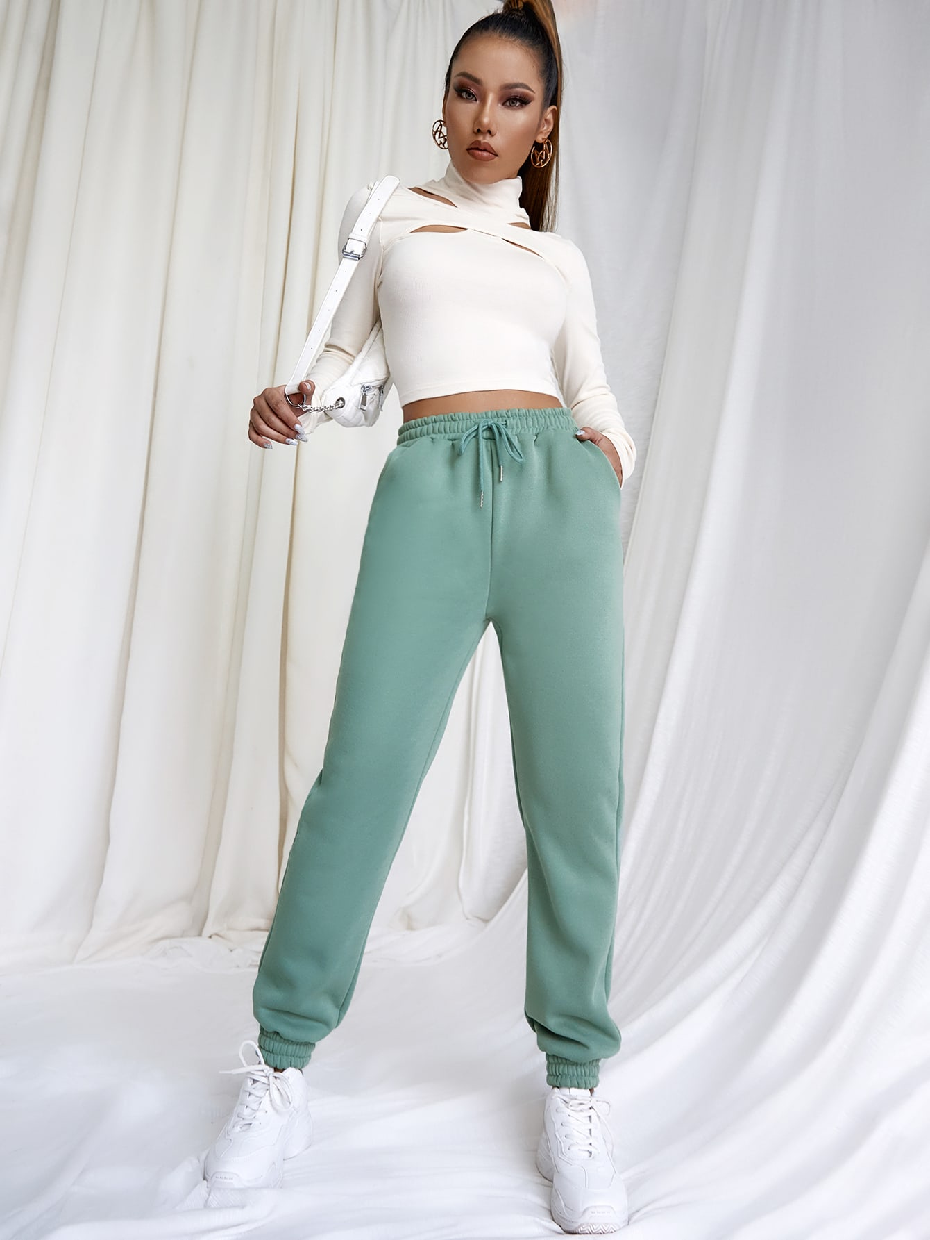 SHEIN EZwear Drawstring Waist Slant Pockets Sweatpants | SHEIN USA