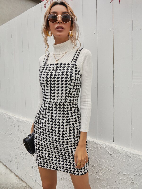 Houndstooth Print Dress | SHEIN USA