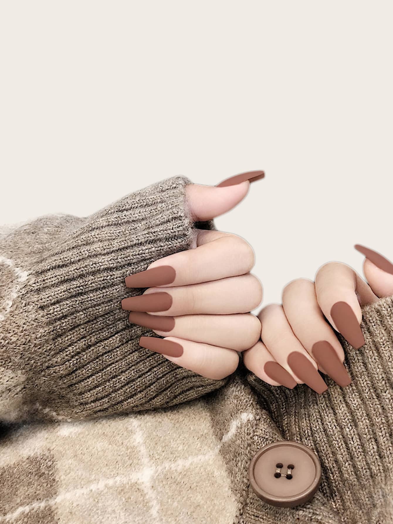 24pcs Solid Fake Nail & 1sheet Tape