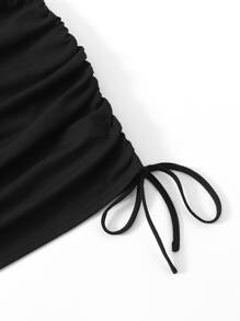 Drawstring Side Rib-knit Bodycon Dress | SHEIN USA