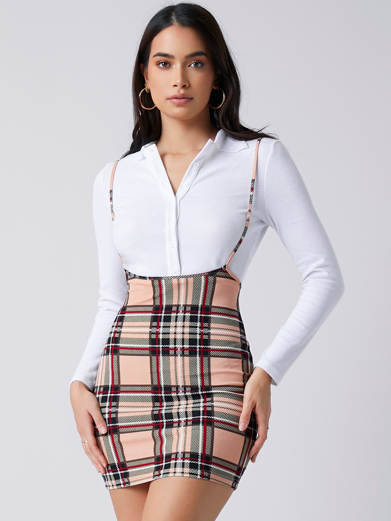 Plaid Suspender Dress Without Tee