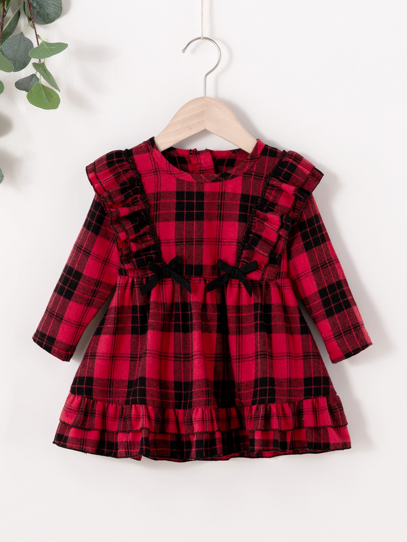 Baby Girl Ruffle Hem Plaid Dress