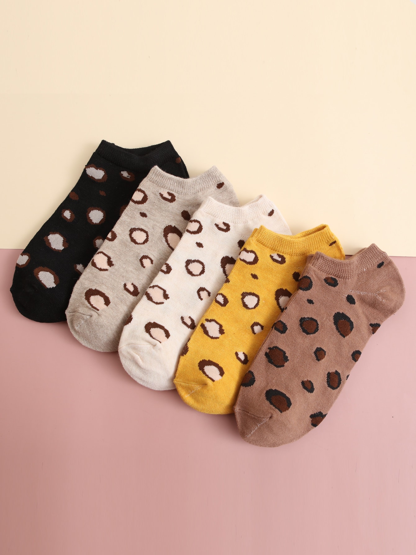 5pairs Graphic Short Socks