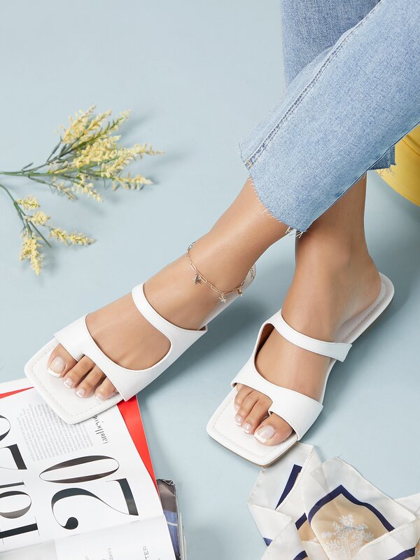 Fake Leather Toe-Ring Slipper Sandals | SHEIN USA