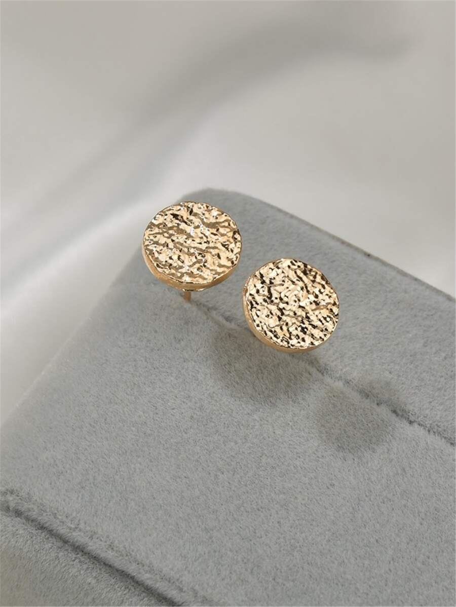 Textured Metal Stud Earrings | SHEIN USA