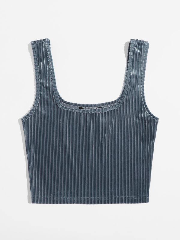 SHEIN EZwear Solid Crop Velvet Tank Top | SHEIN USA